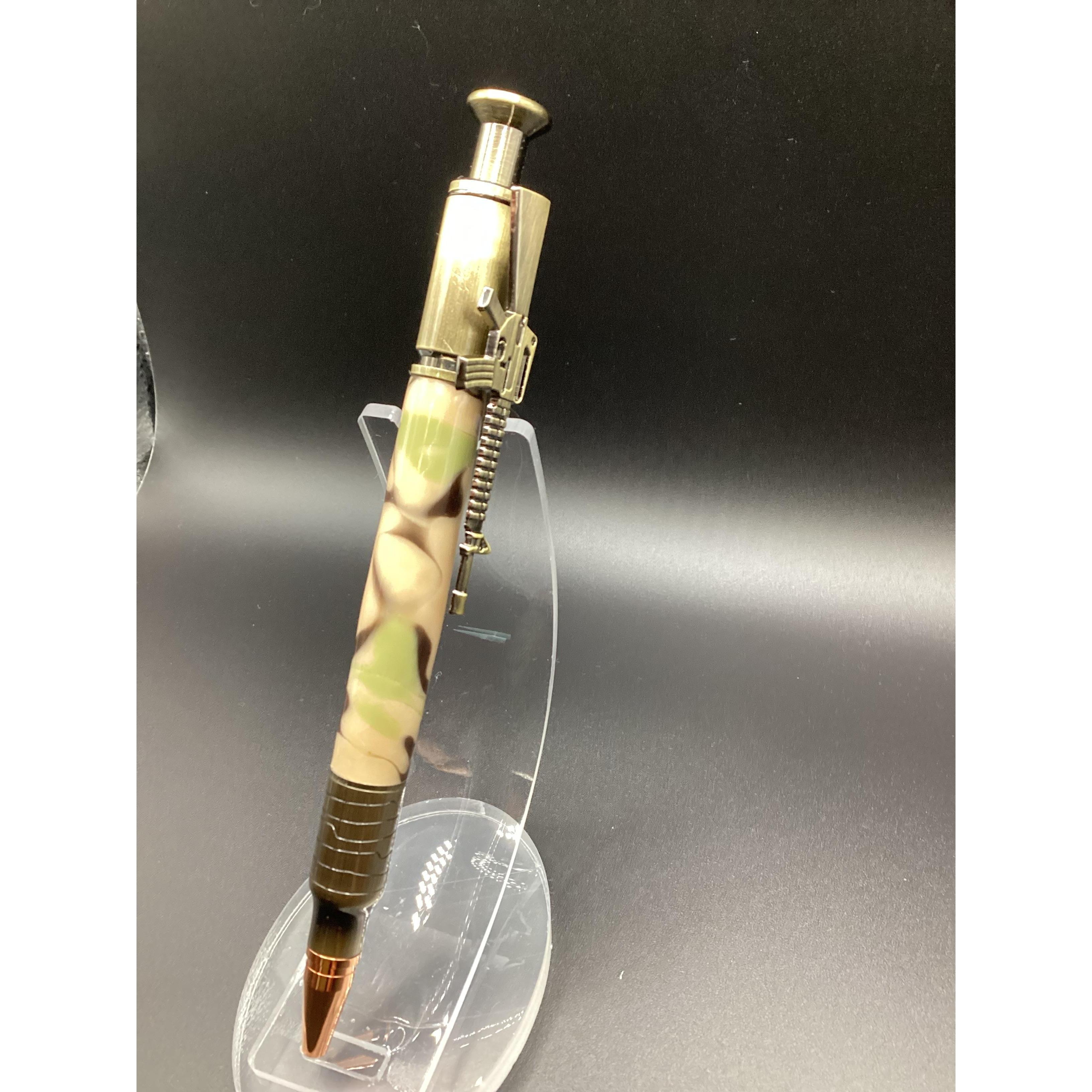 Handcrafted Bolt Action Camo Acrylic Ballpoint Pen. Pen only