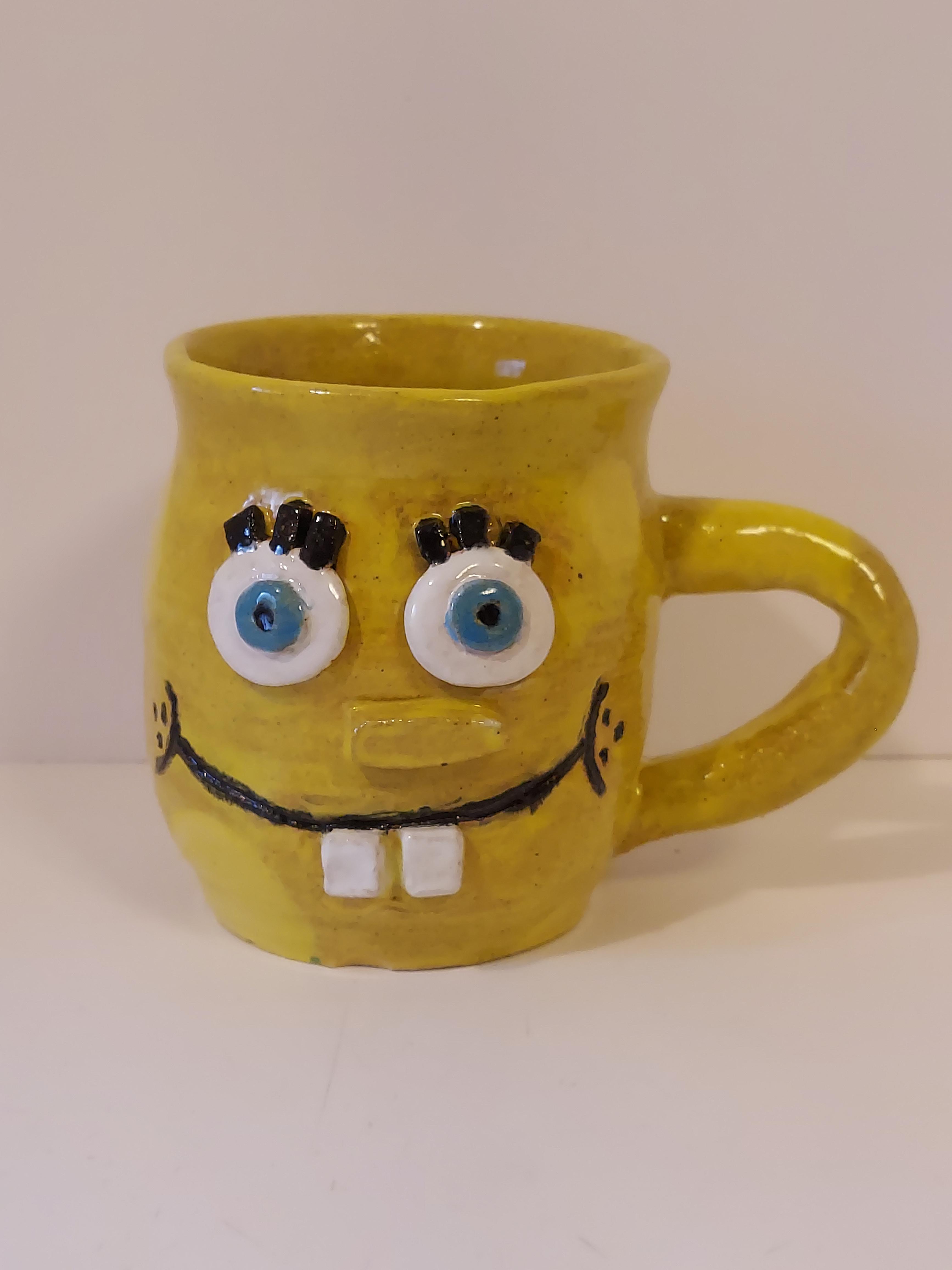 Handmade Art Pottery SpongeBob SquarePants Ceramic Mug