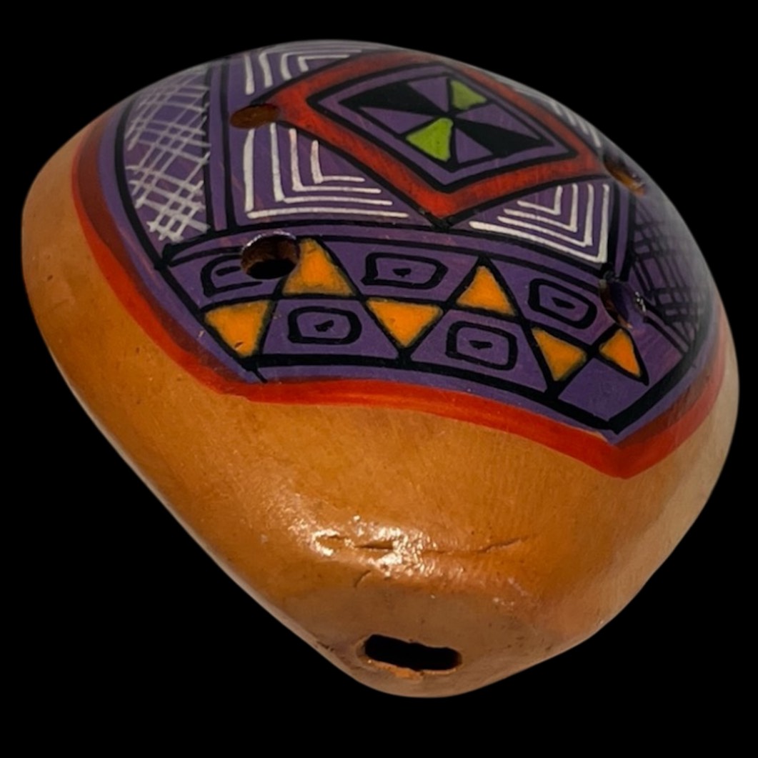 Ocarina Clay Flute/Whistle -Peruvian Hand Crafted and Painted - 6 Hole