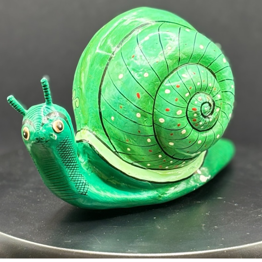 Rare Signed Mexican Folk Art Paper Mache Snail Signed J. Ines Arana Mex