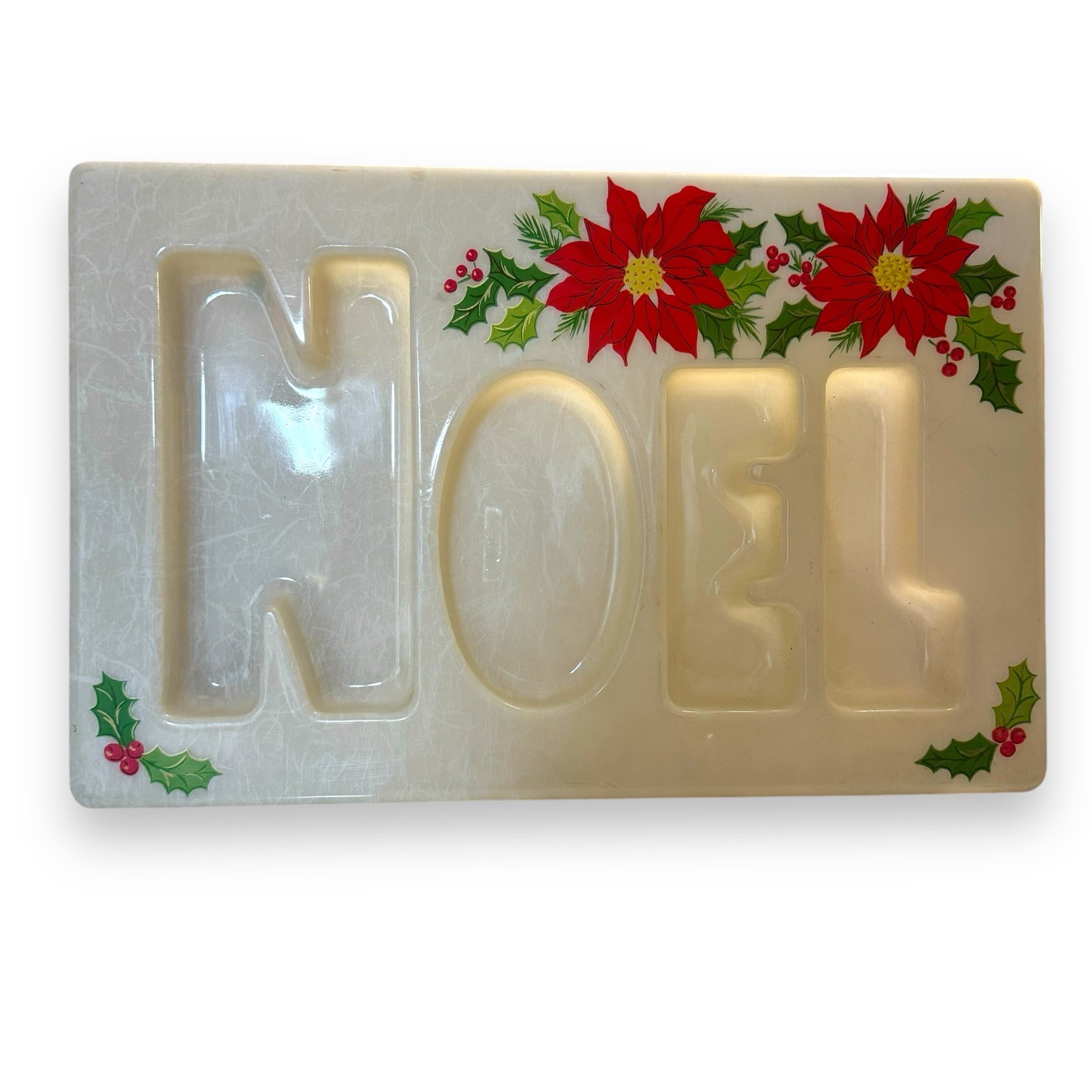 Mid Century Noel Christmas Holiday Plastic Serving Tray