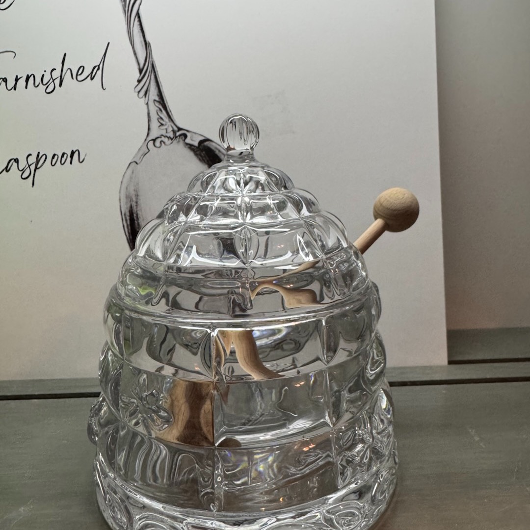 Studio Silversmiths Beehive Crystal Honey Jar