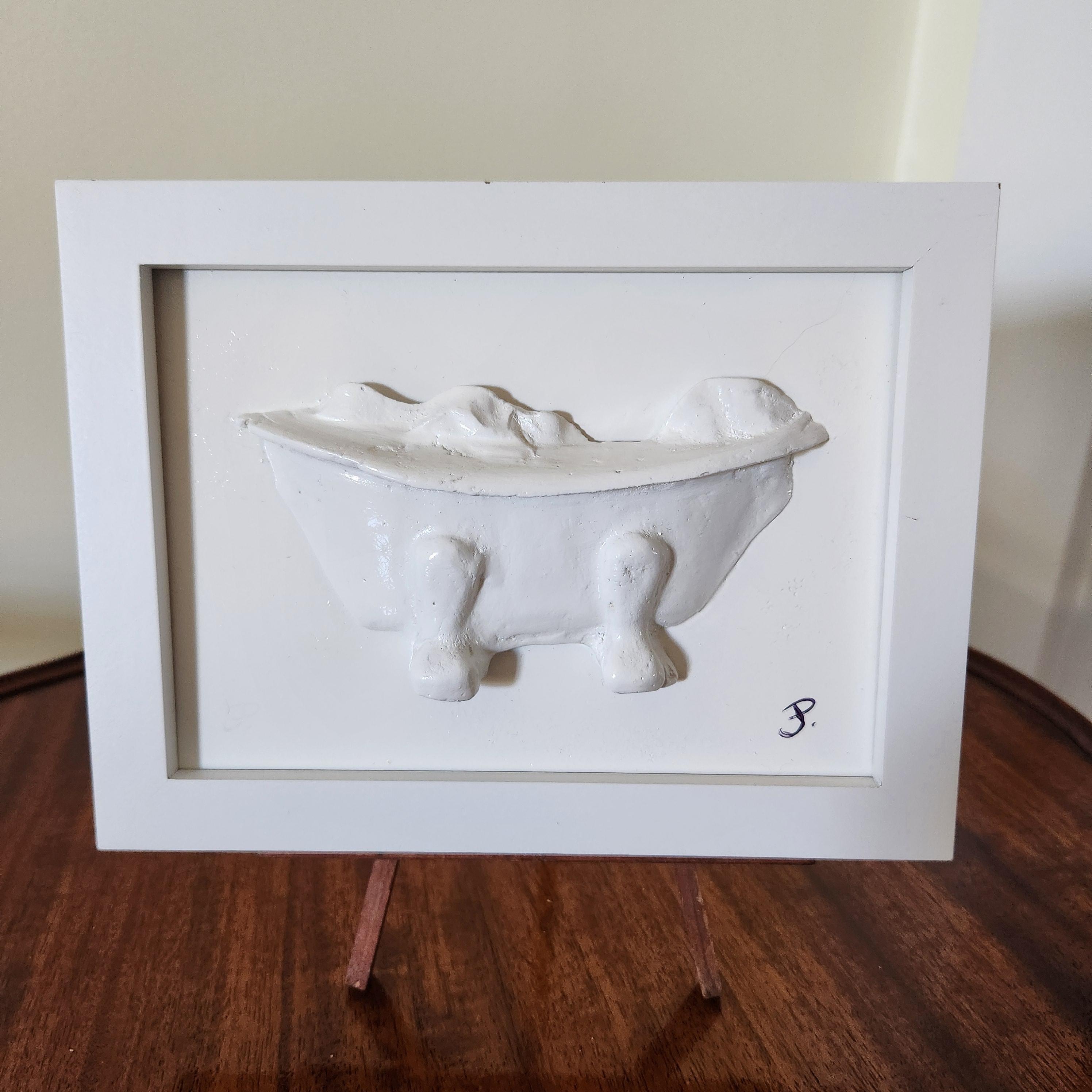 Plaster Of Paris Cast Of Bathtub, On Masonite Board, Original, 5x7, 3 ...