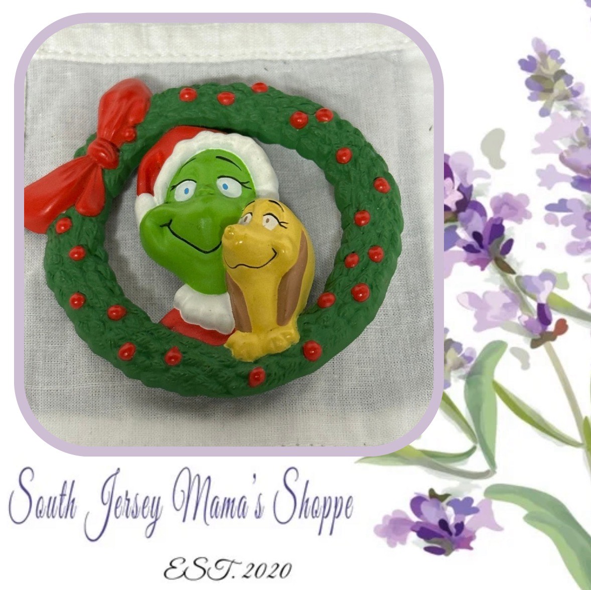 Vintage Hallmark The Grinch In A Wreath Brooch