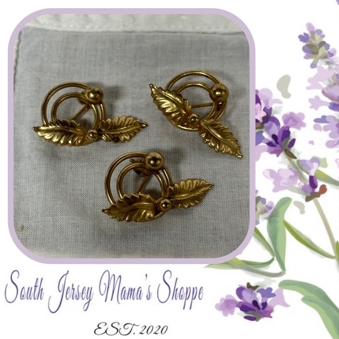 Vintage Set Of Three Small Gold Tone Wreath Scatter Pins