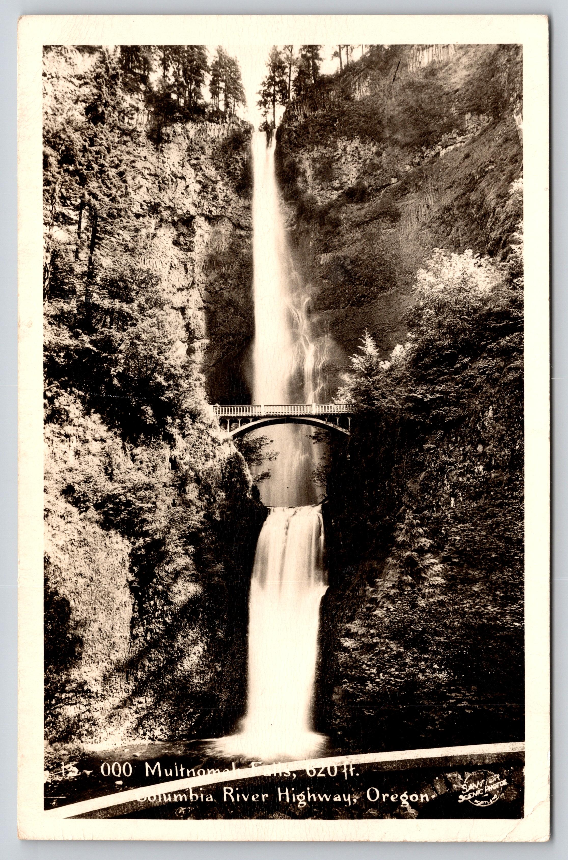 Postcard RPPC Multnomah Falls Columbia River Highway Oregon Waterfall ...