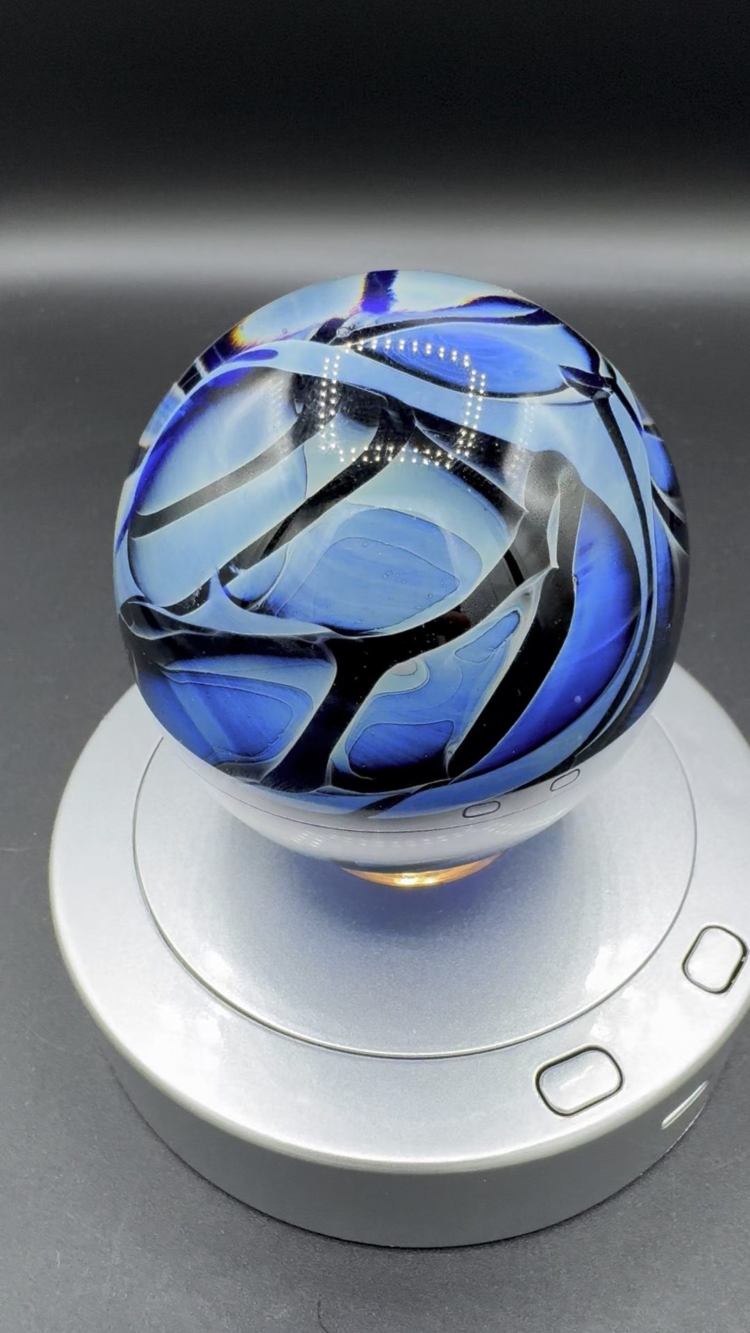 1984 Robert Eickholt Black And Blue Abstract Paperweight.