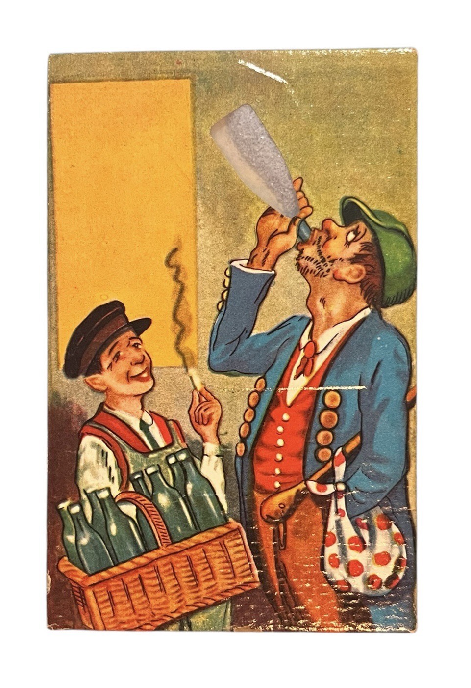 13. Vintage Circa 1930s Drinking Man Bathroom Man Mechanical Joke Card