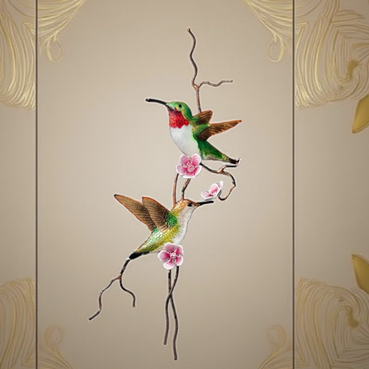 Bovano of Cheshire Enamel on Copper Wall Art | Hummingbirds with ...