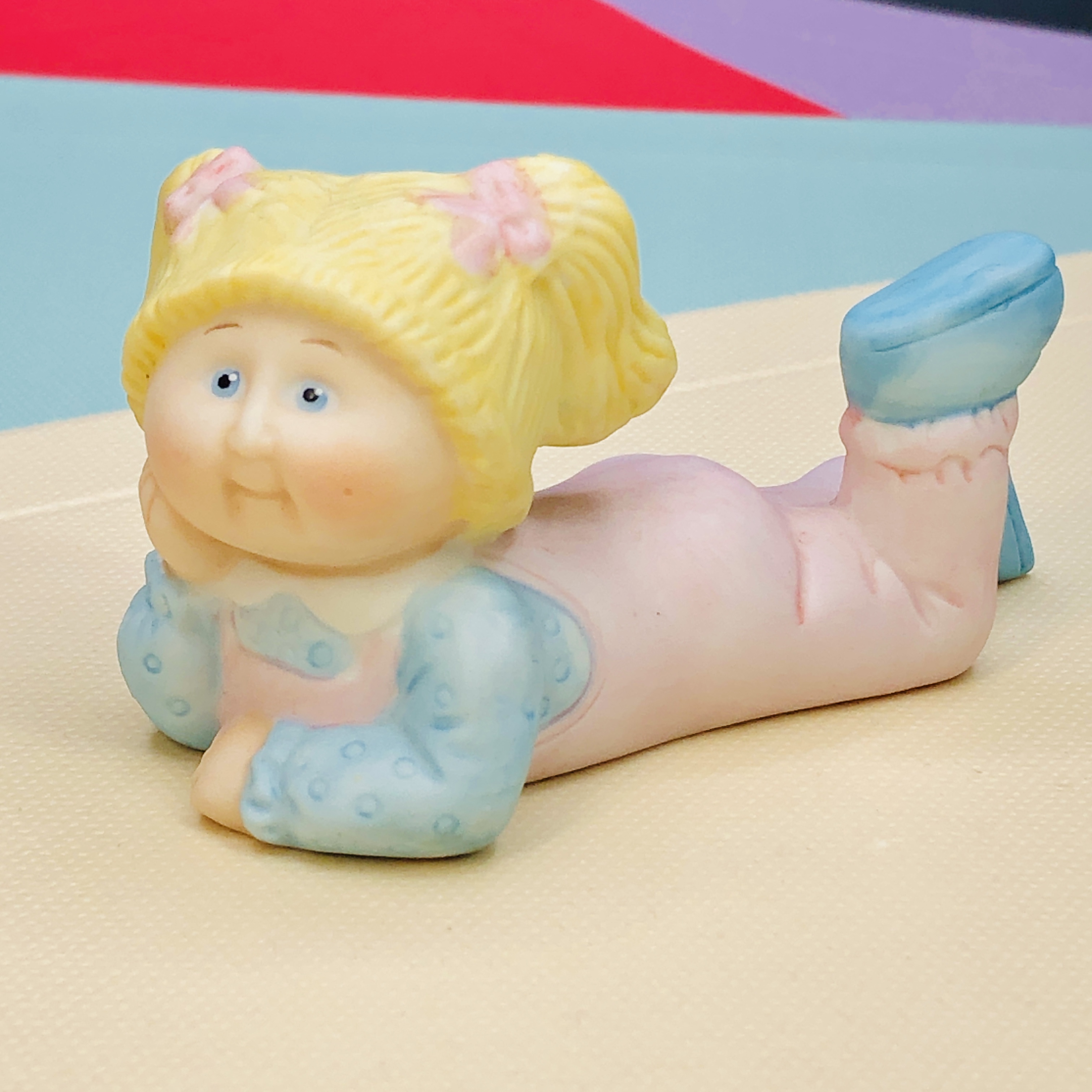 1984 Cabbage Patch Kids Figurine -Blonde Girl Pink Overalls- Vintage ...