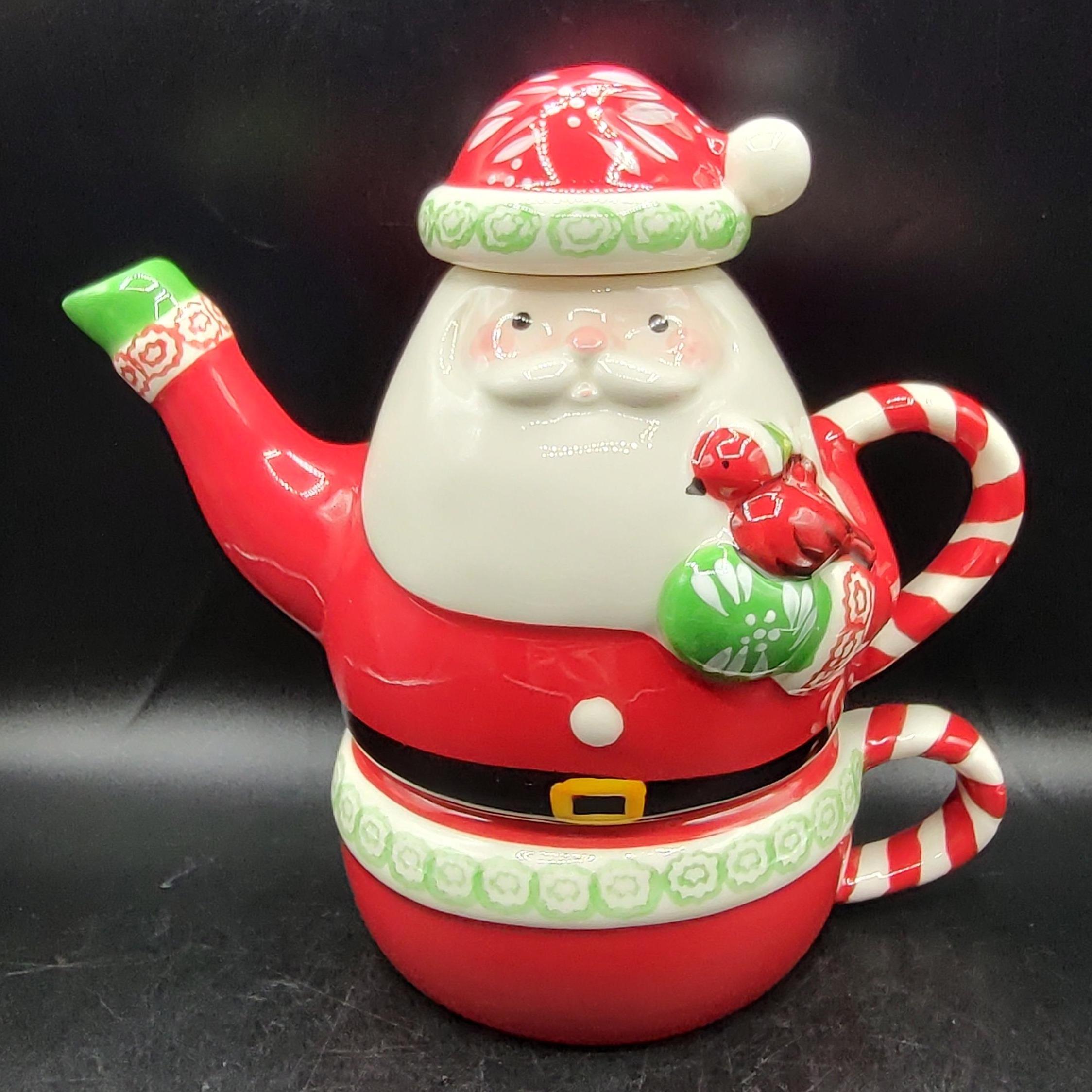 Temptations Hand Crafted Single Serve Santa Tea Pot