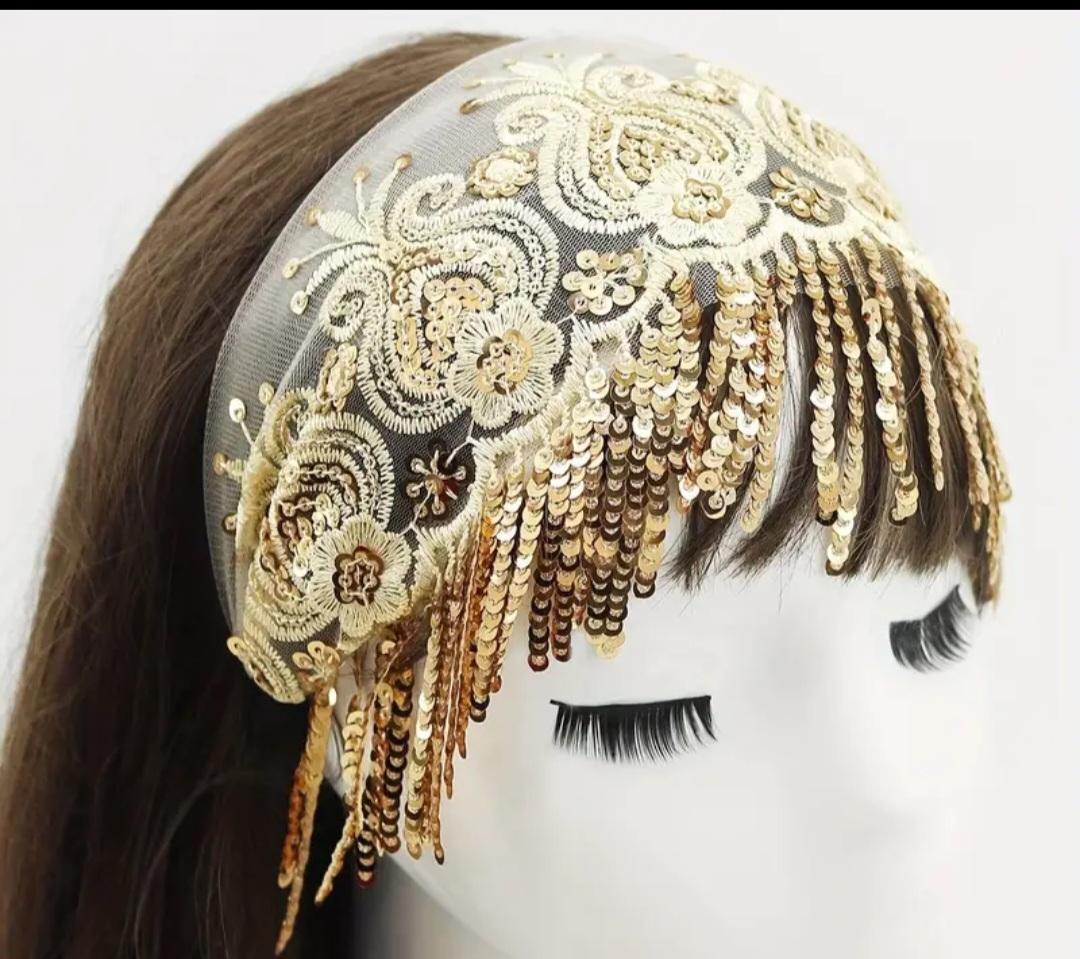 BOHEMIAN GYPSY BEADED REVERSIBLE HEADBAND NWOT