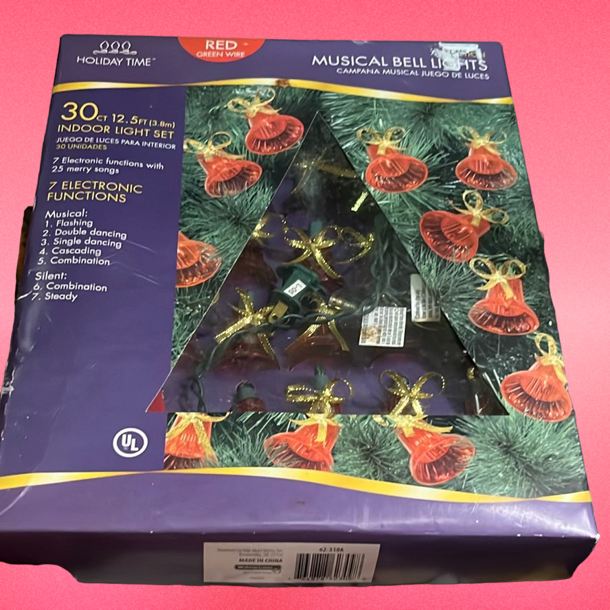 01. Holiday Time Musical Bell Lights Red Tested In Box 30 Count 25 ...