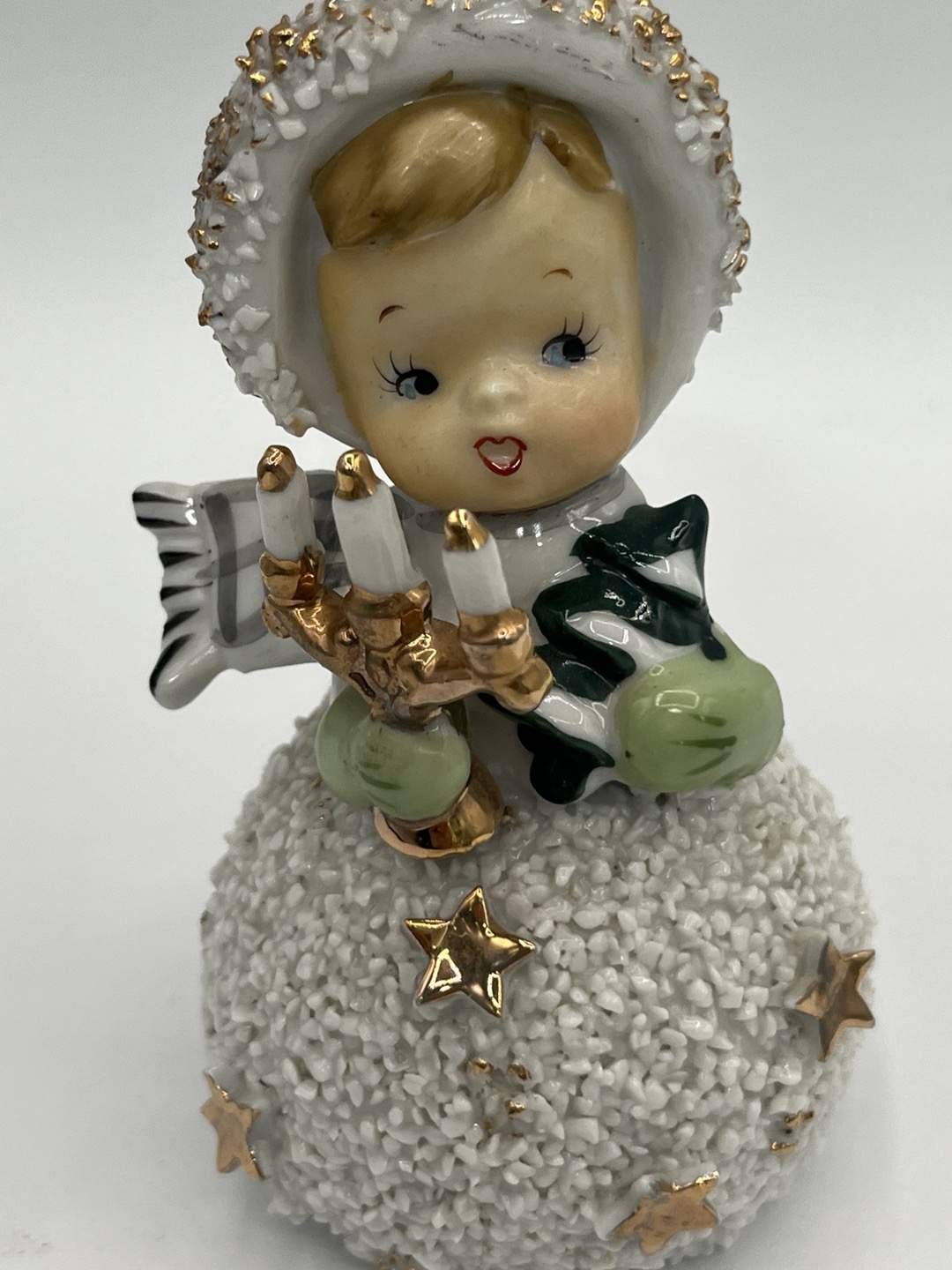 1950 Semco Christmas Tree Girl Snowball Spaghetti Candelabra Bell 4.5”