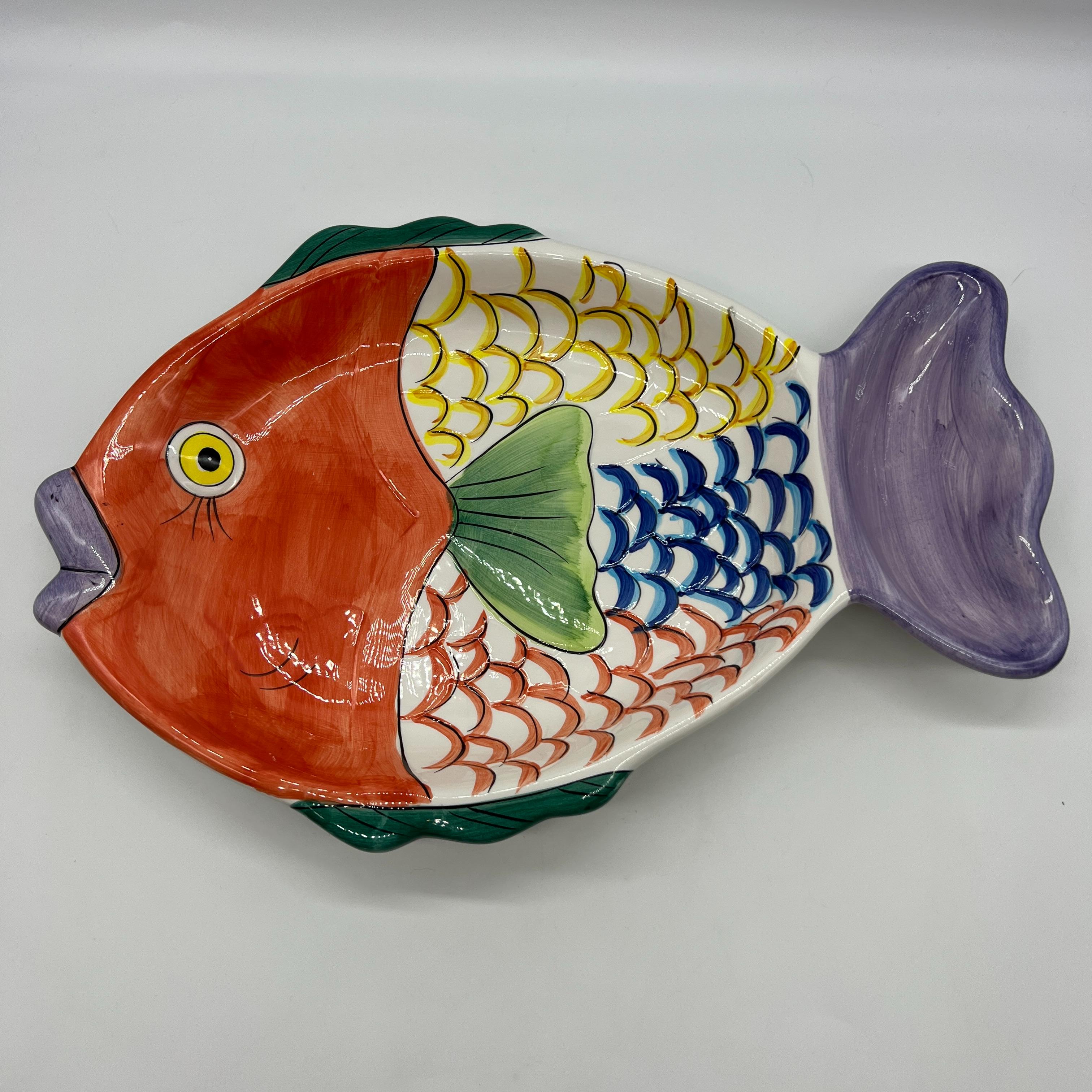 Vintage Platter 1995 Colorfully Hand Painted Pescada (Fish) Serving ...