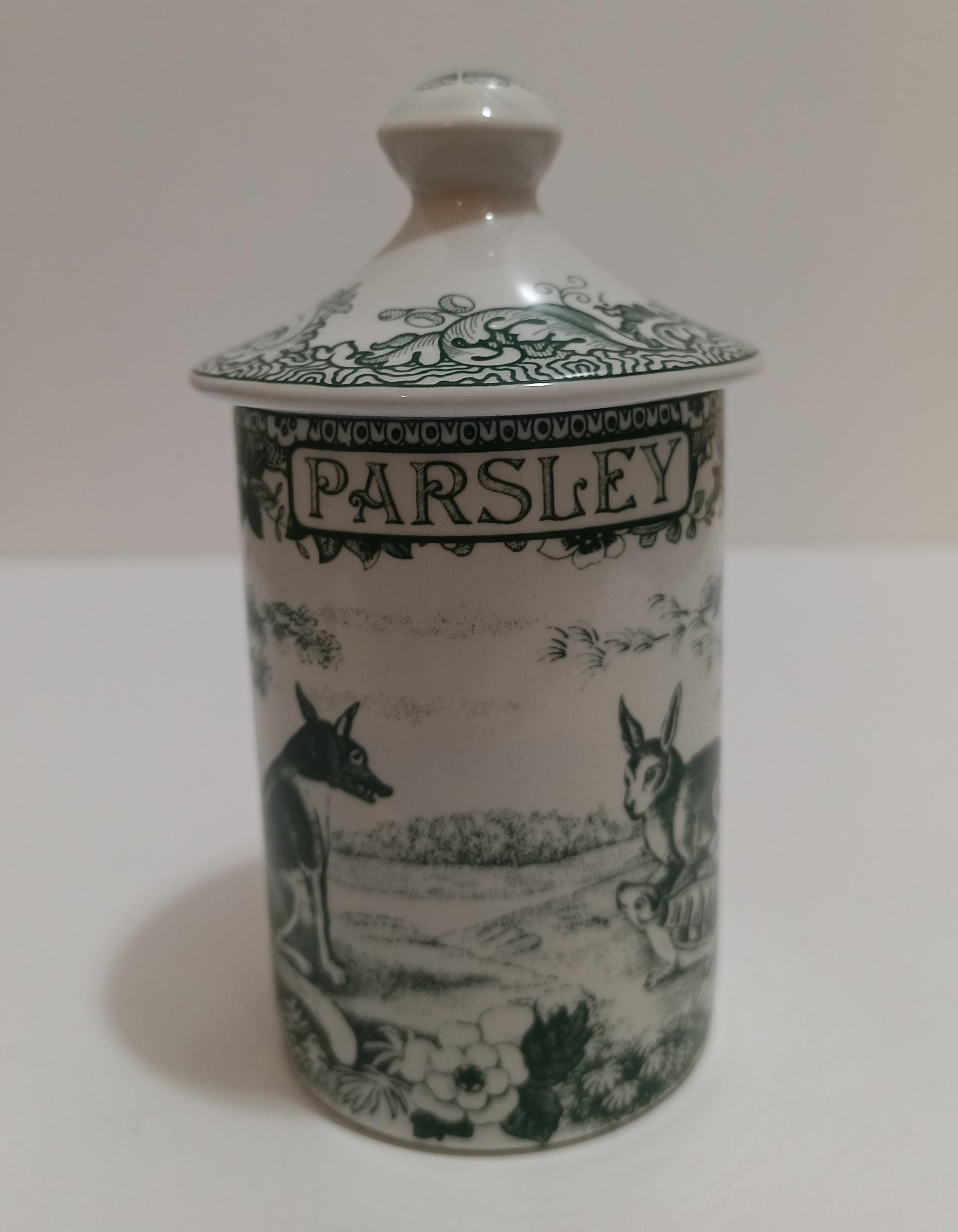 Spode Parsley Spice Jar Fine Porcelain; Made In England