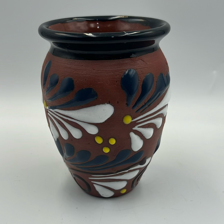 20 Hand Painted Redware Pottery Vase 5”