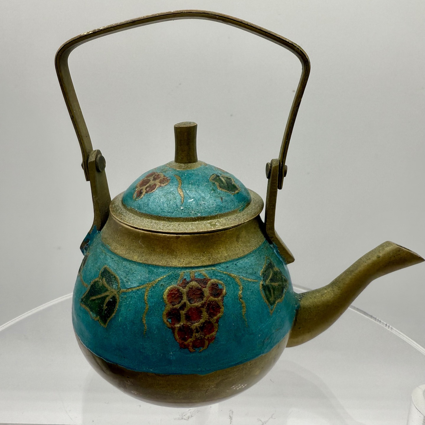 Painted Brass Mini Teapot With Removable Lid Trinket Box