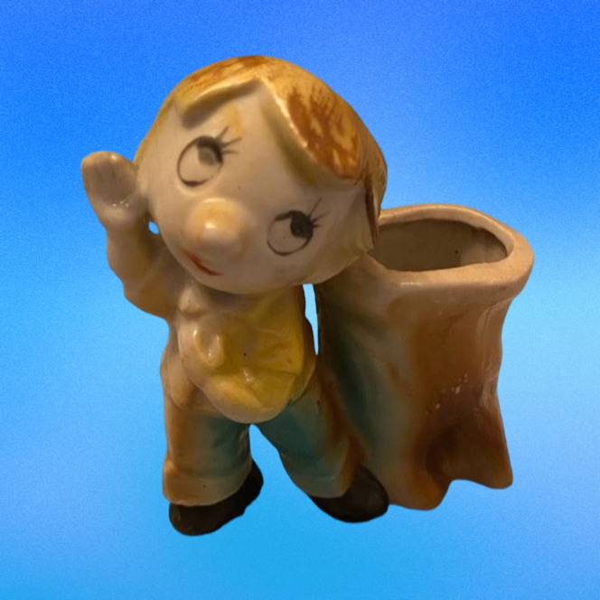 Vintage Kitschy Funny Character Toothpick/Match Holder/Figurine 3”, Japan