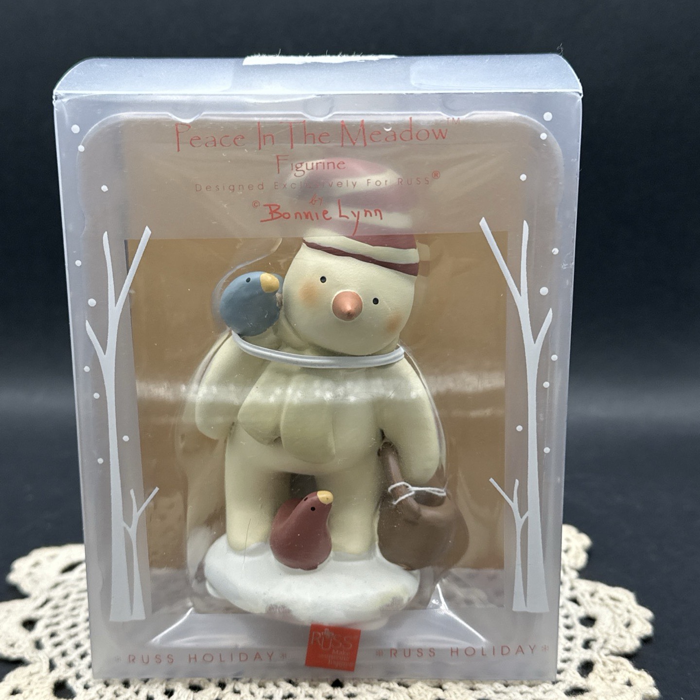 NEW Russ Holiday “Peace in the Meadow” Snowman Figurine Bonnie Lynn 1st ...