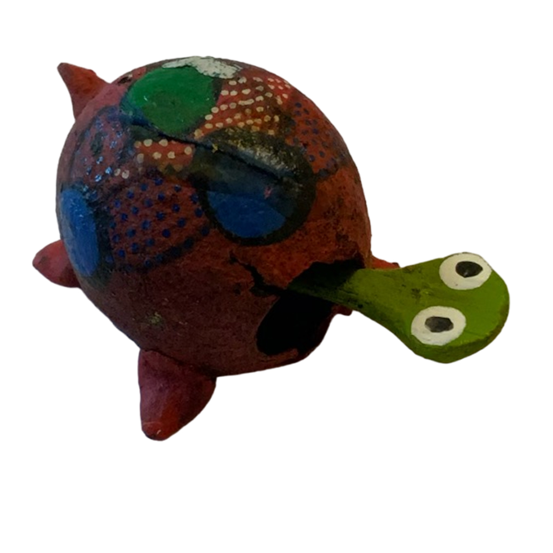 Paper Mache Bobble Head Turtle 🐢 In Red With Quilted Covering