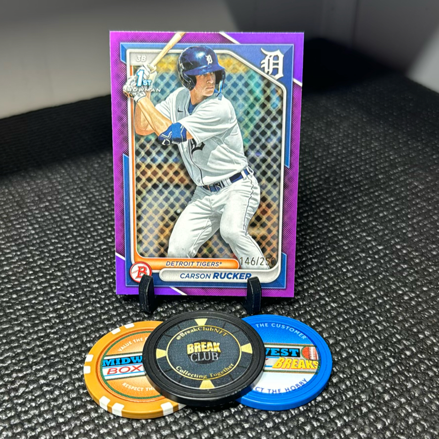 2024 Bowman Carson Rucker 1st Purple Paper 146/250 Detroit Tigers