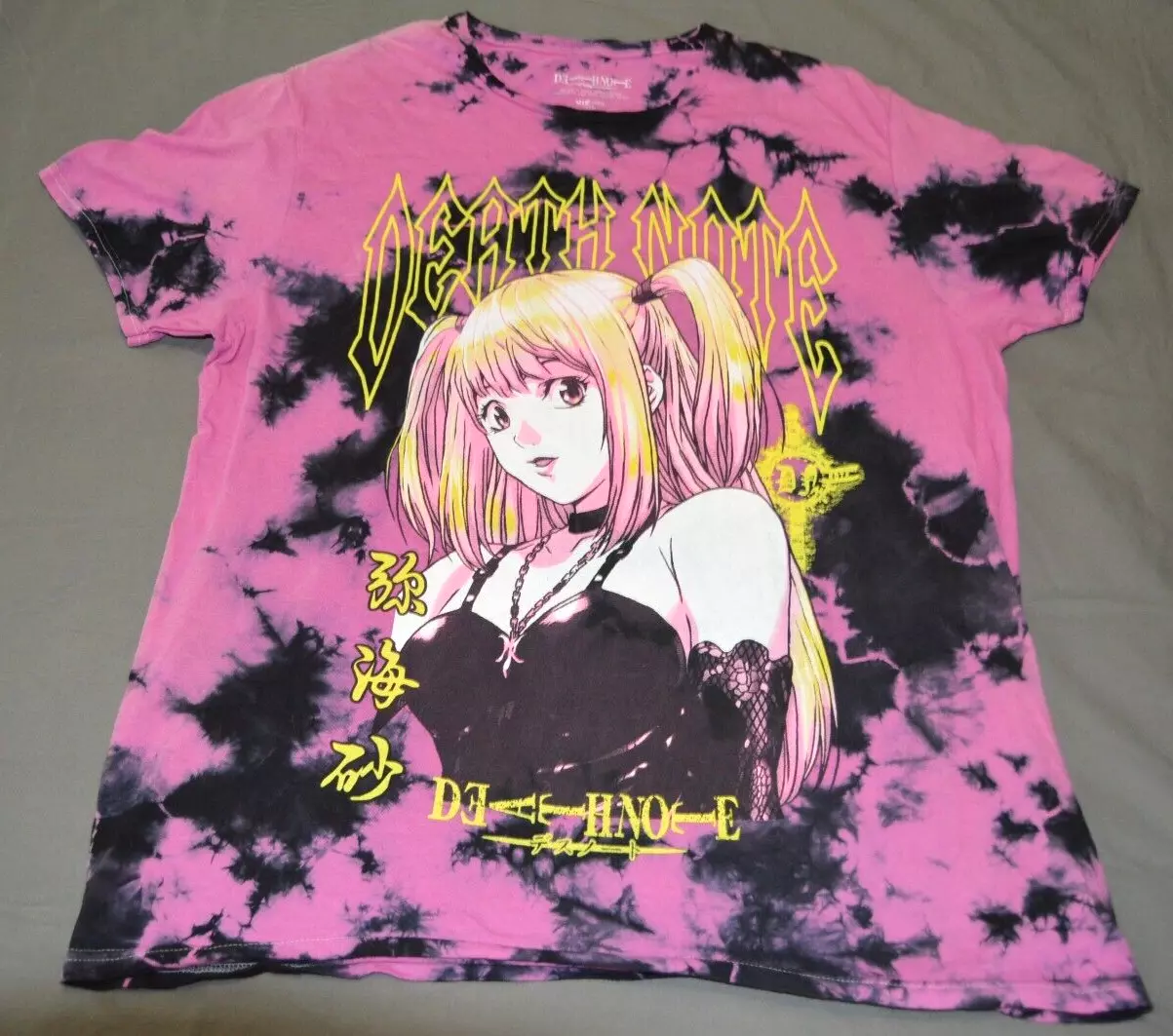 Death Note Adult Y2K T-Shirt Miss Amane Lingerie Sharp Pink Tie Dye Size L
