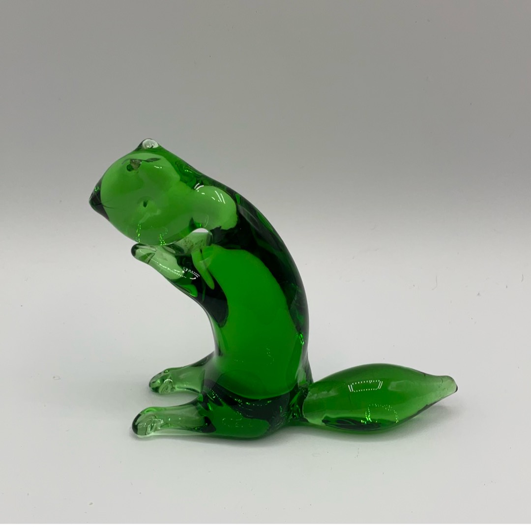 Pilgrim Glass Green Squirrel 🐿️ Paperweight