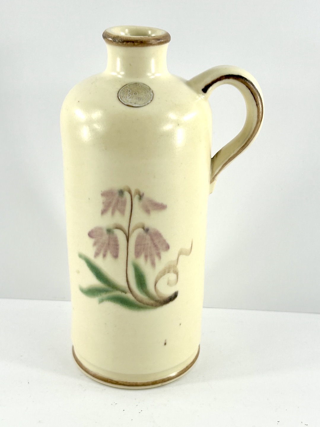 Vintage Gefle ceramic floral vase with handle by Bo Fajans Sweden
