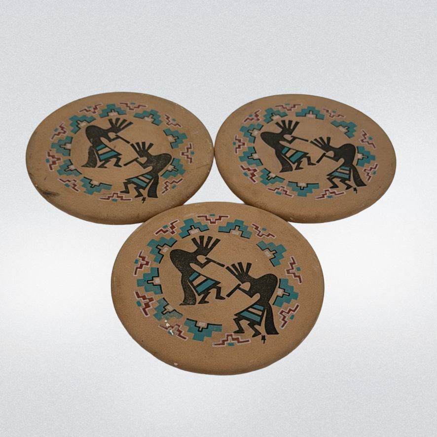 004 Coasters - Native American Southwestern Pottery - Set Of 3