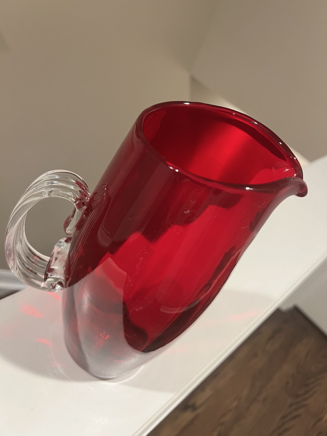 Blenko Signed Cranberry Red Pitcher Perfect For Christmas