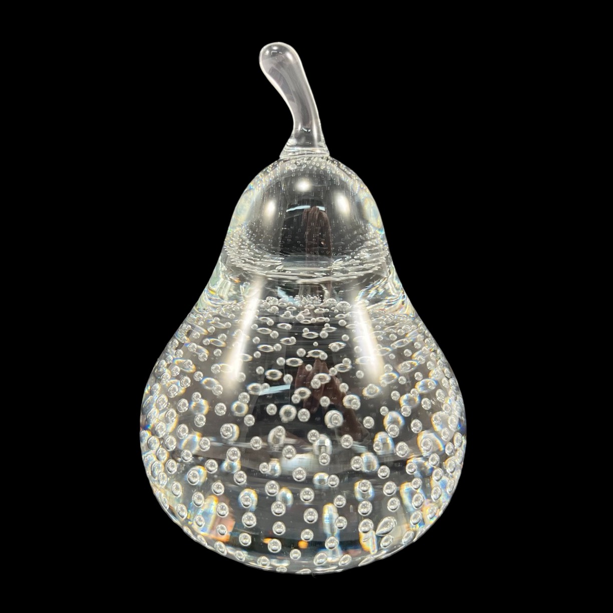 Clear Glass Controlled Bubble Pear Paperweight *Read*