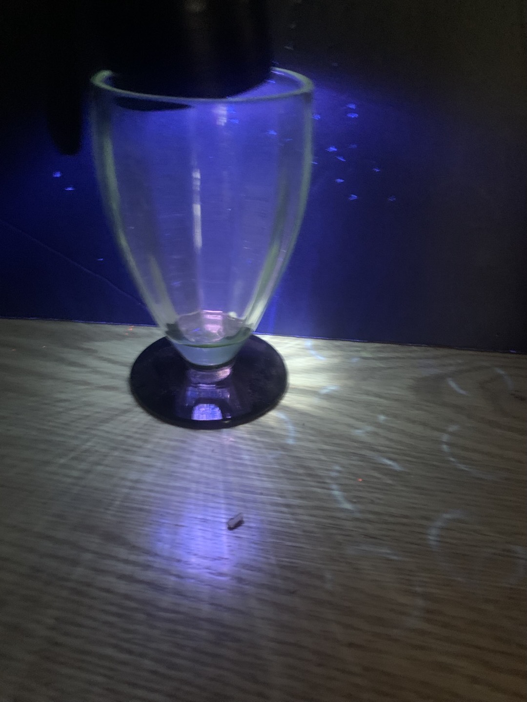 Czech Glass Gobbler Clear Glass W/Black Base Little Green Glow