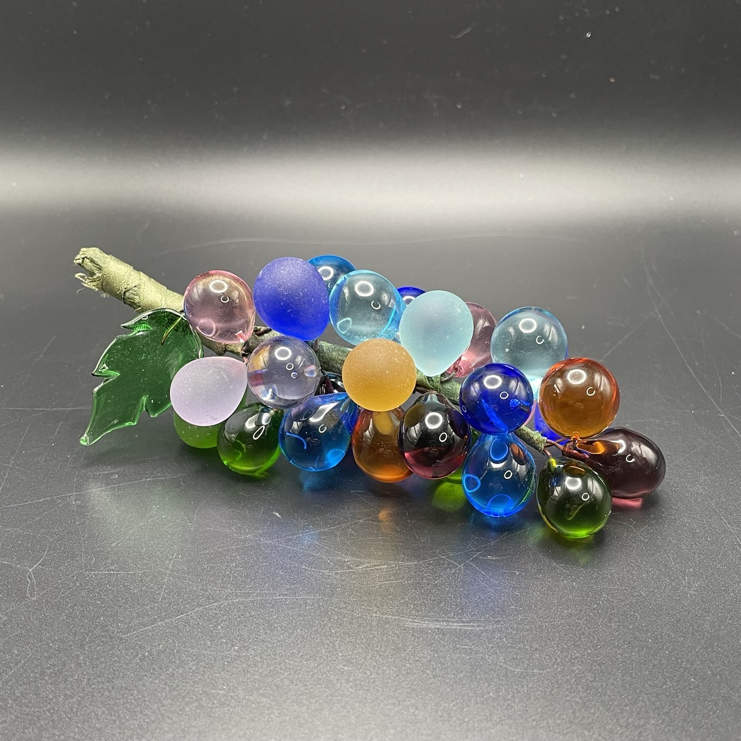 Cluster of Art Glass Grapes Multi Colored Vintage MCM Small Fruit