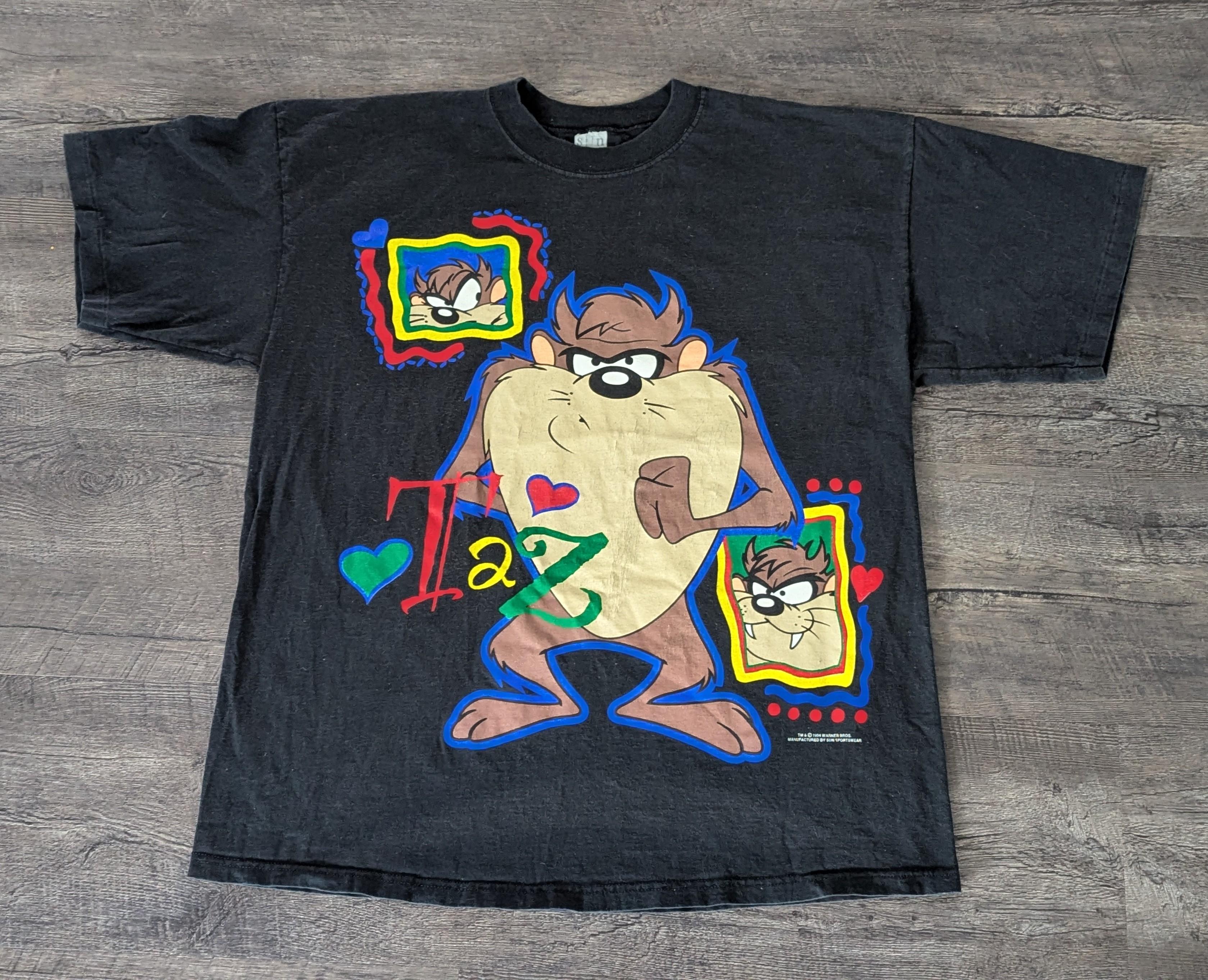 Taz Tasmanian Devil 1994 Heart T-Shirt Vintage 90s Warner Bros By SUN ...