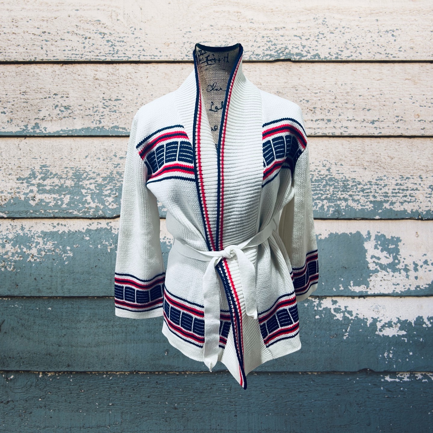 NOS Vintage Montgomery Ward Nordic ski cardigan sweater belt Blokecore ...