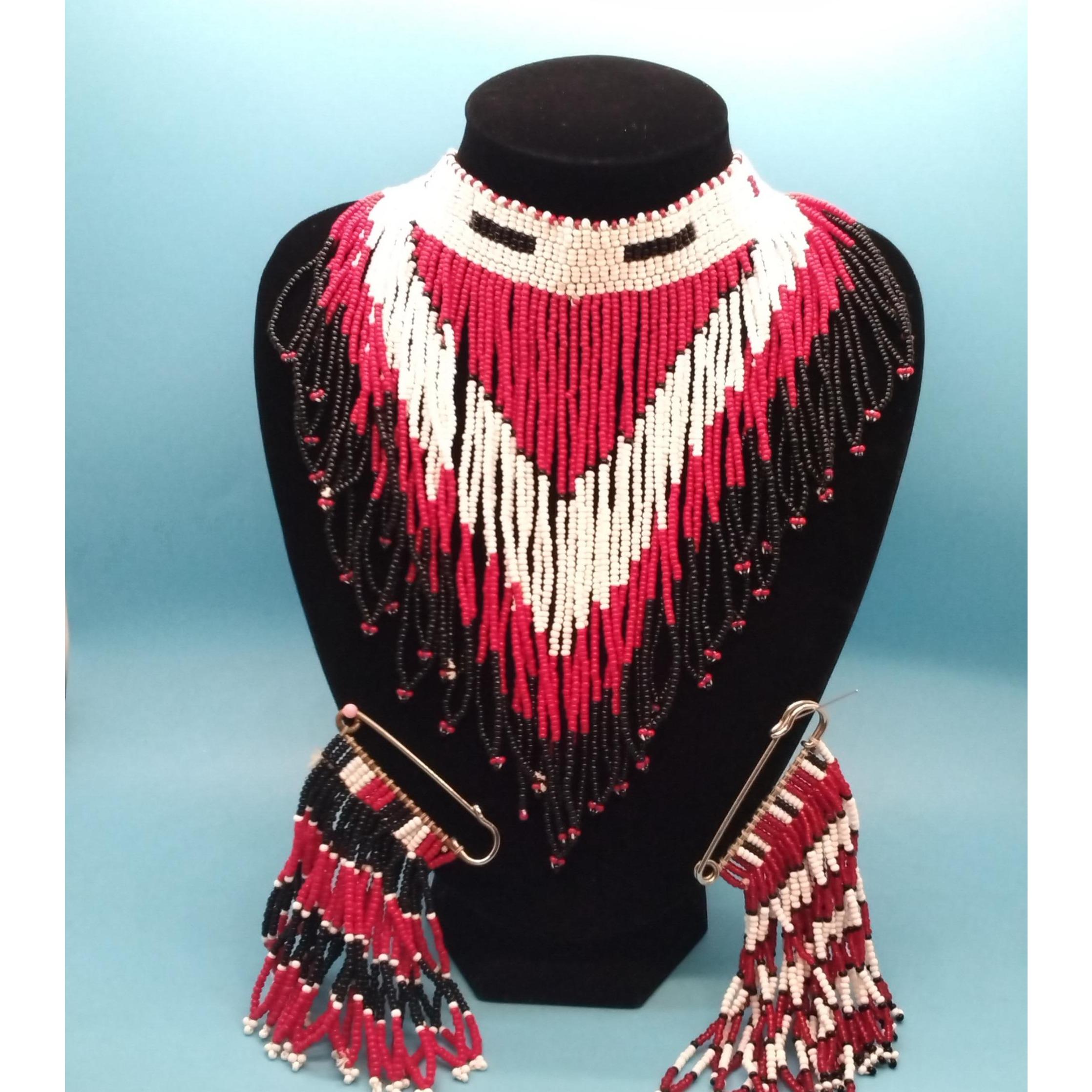 Handmade Tribal Cerimonial Waterfall Bib And Beaded Costume Excessories.