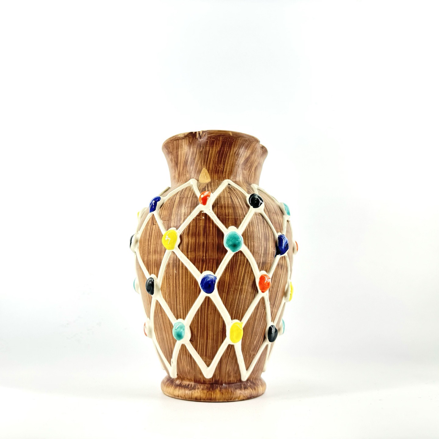 (EBAY LISTED) Fishnet Colorful Dot Italian Pottery Vase
