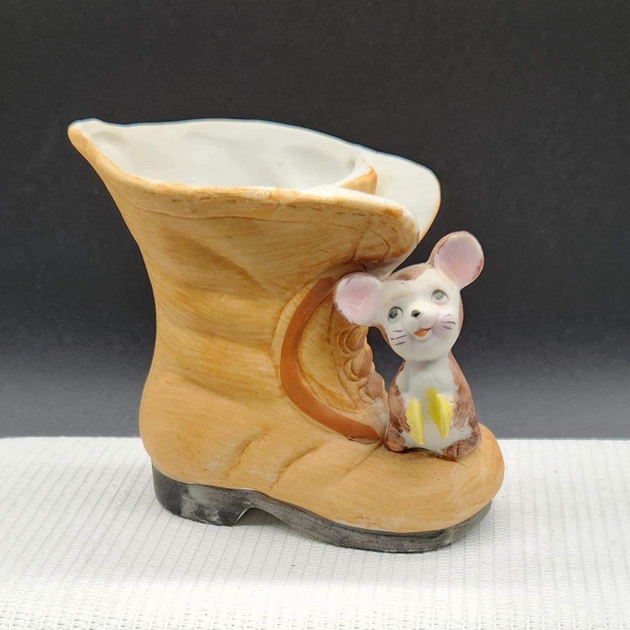 Vintage Ardco Ceramic Mouse and Boot Planter
