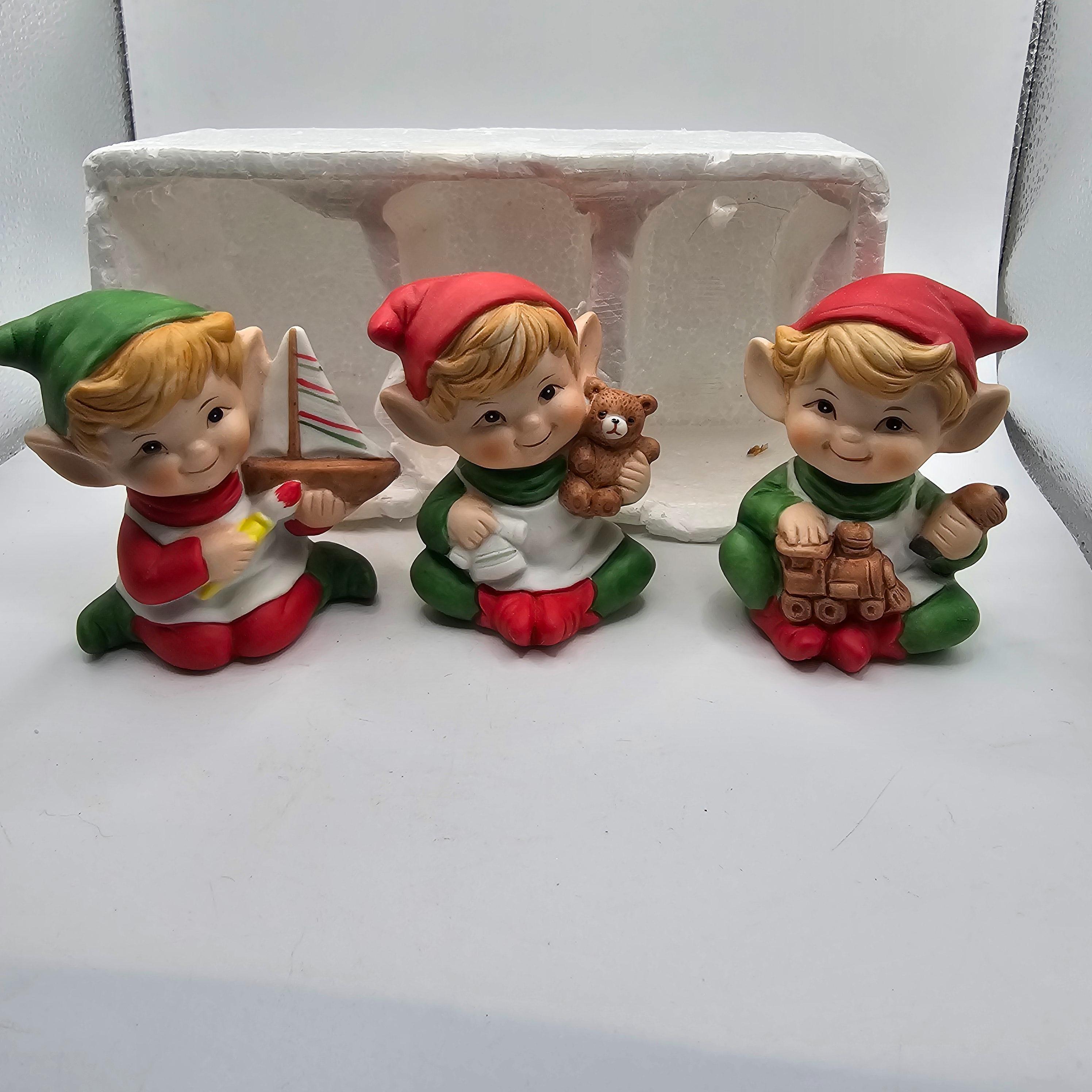 Homco Christmas Elves Pixie Santa Claus Ceramic 5253