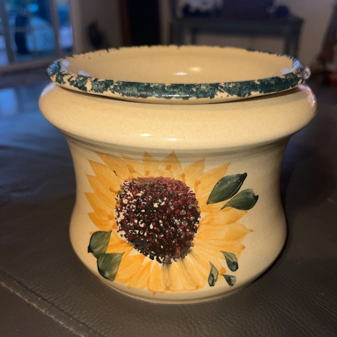 Dip Chiller/Warmer Cold or Hot Dip Bowl Contemporary Pottery Sunflower
