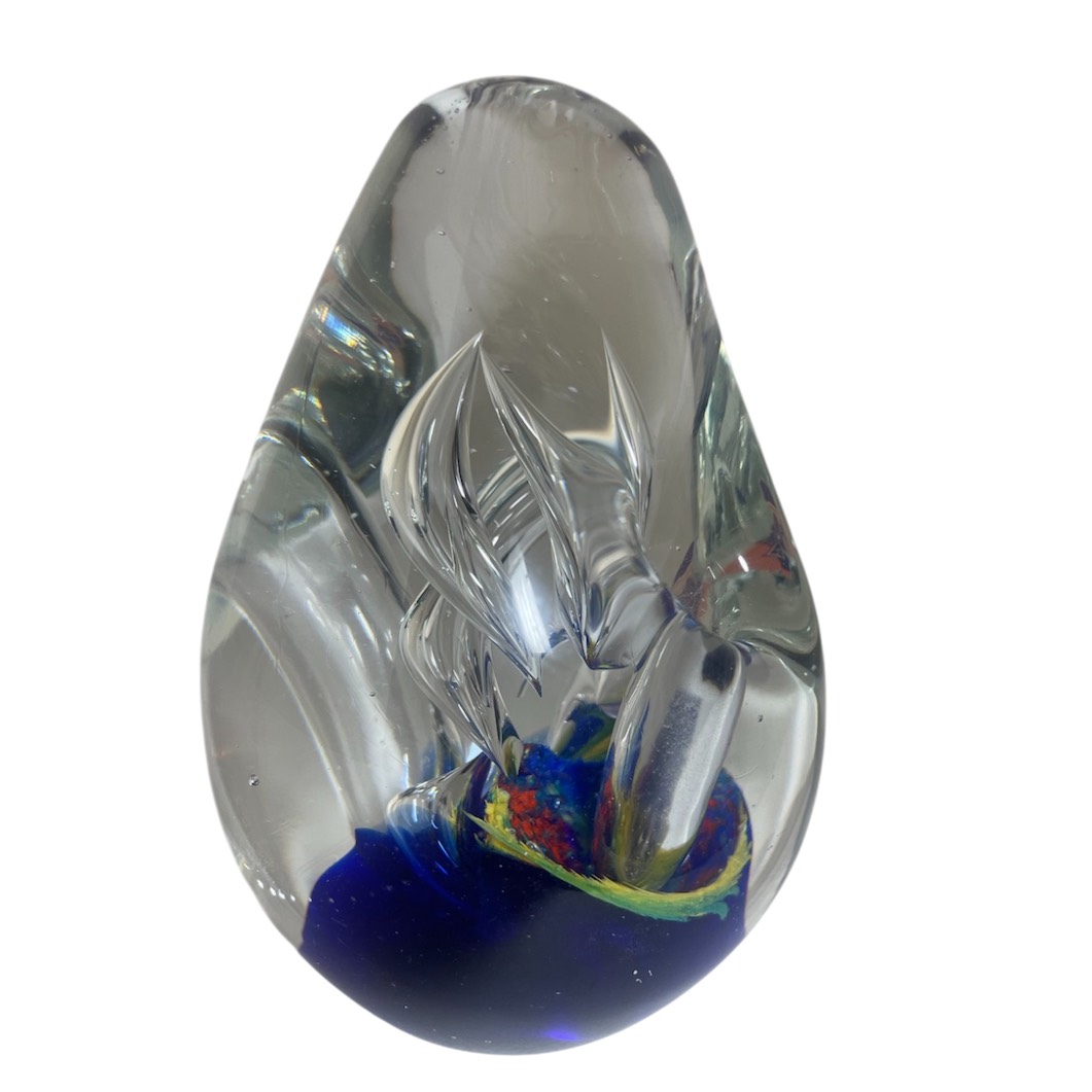 Dynasty Gallery Heirloom Collectible Handblown Blue Bubble Art Glass ...