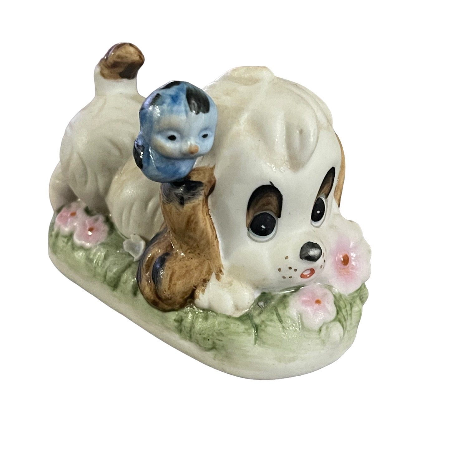 Lefton Bisque Porcelain Puppy Pal Cocker Spaniel With Blue Bird Chipped ...