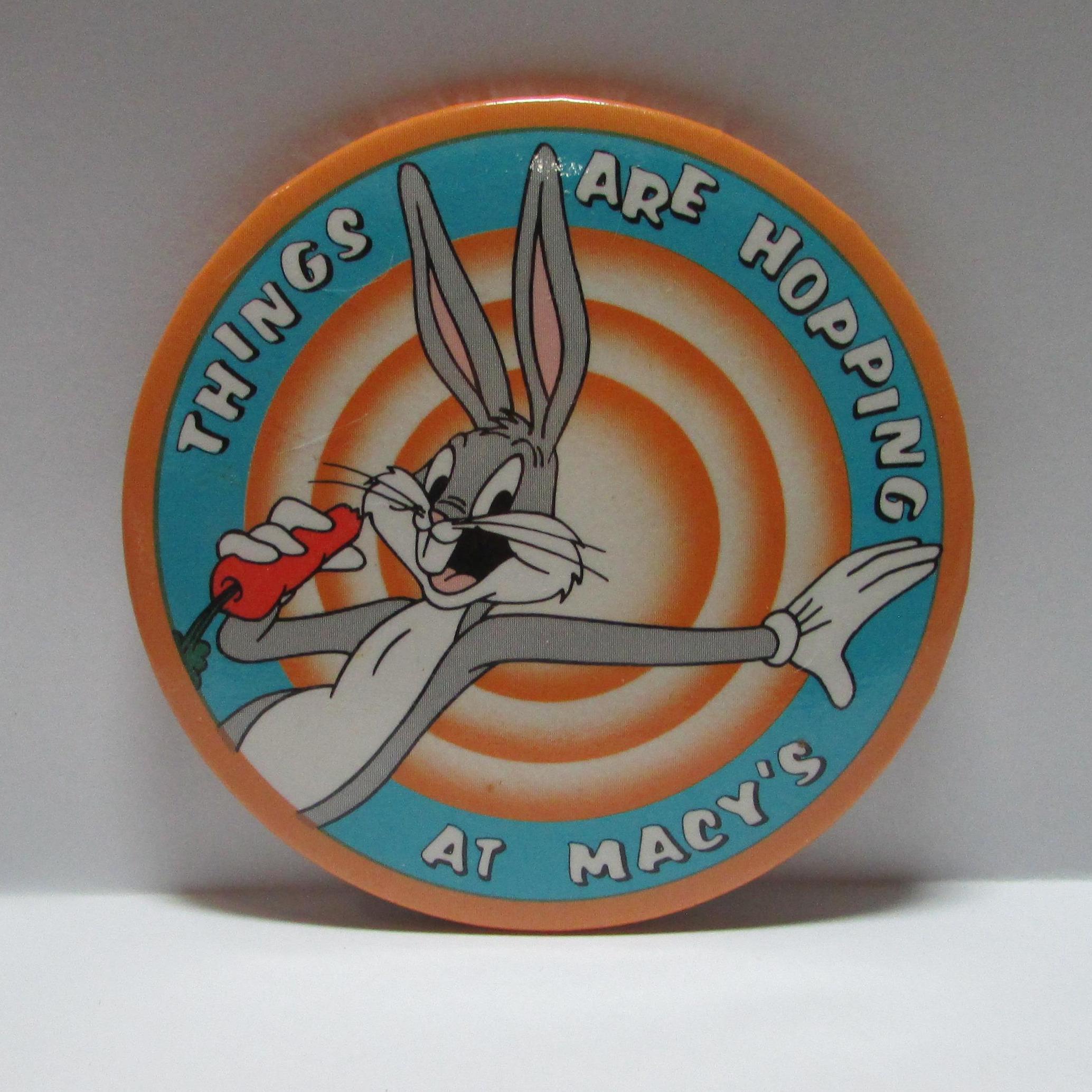 vintage button pin Things Are Hopping At Macy's Warner Brothers 1990 ...