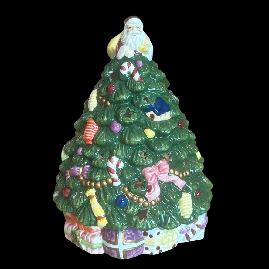 Vintage Spode Christmas Tree with Santa Claus on Top Tea Light Candle ...