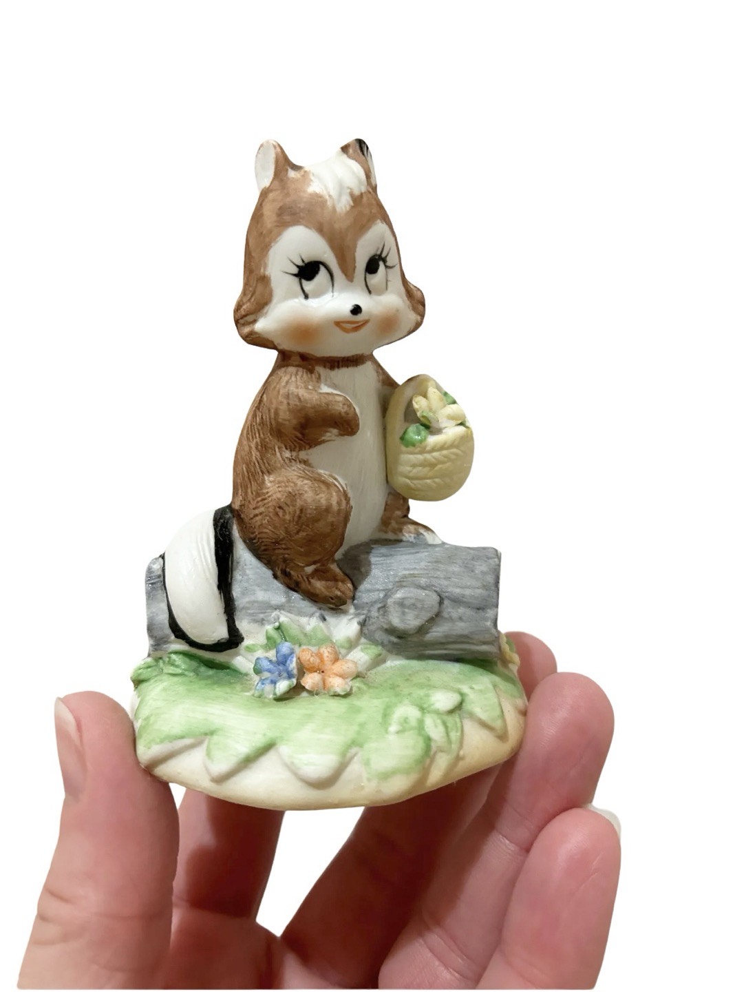 Vintage Lefton Chipmunk Squirrel Handpainted Ceramic Figurine Signed Taiwan