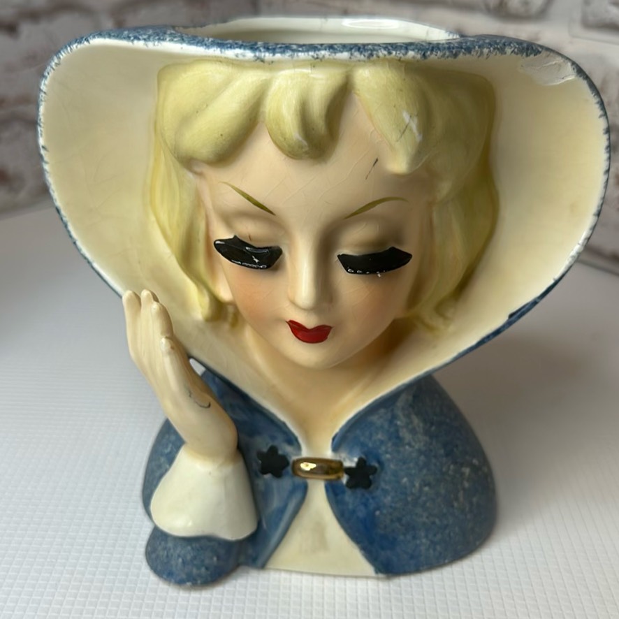 Vintage Head Planter RELPO K1054 5.5” Tall Planter Is 3” Wide