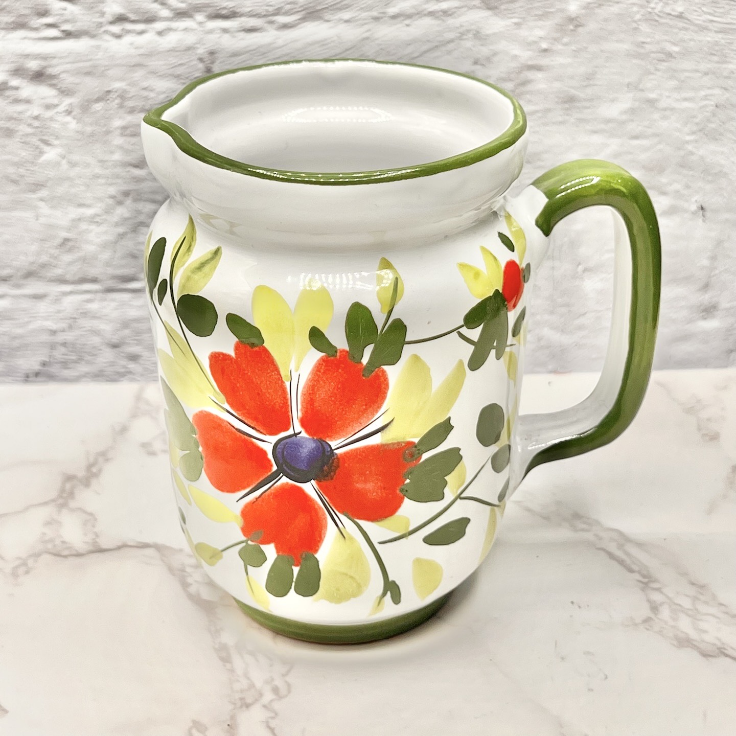 Hand-painted Italy Floral Pitcher