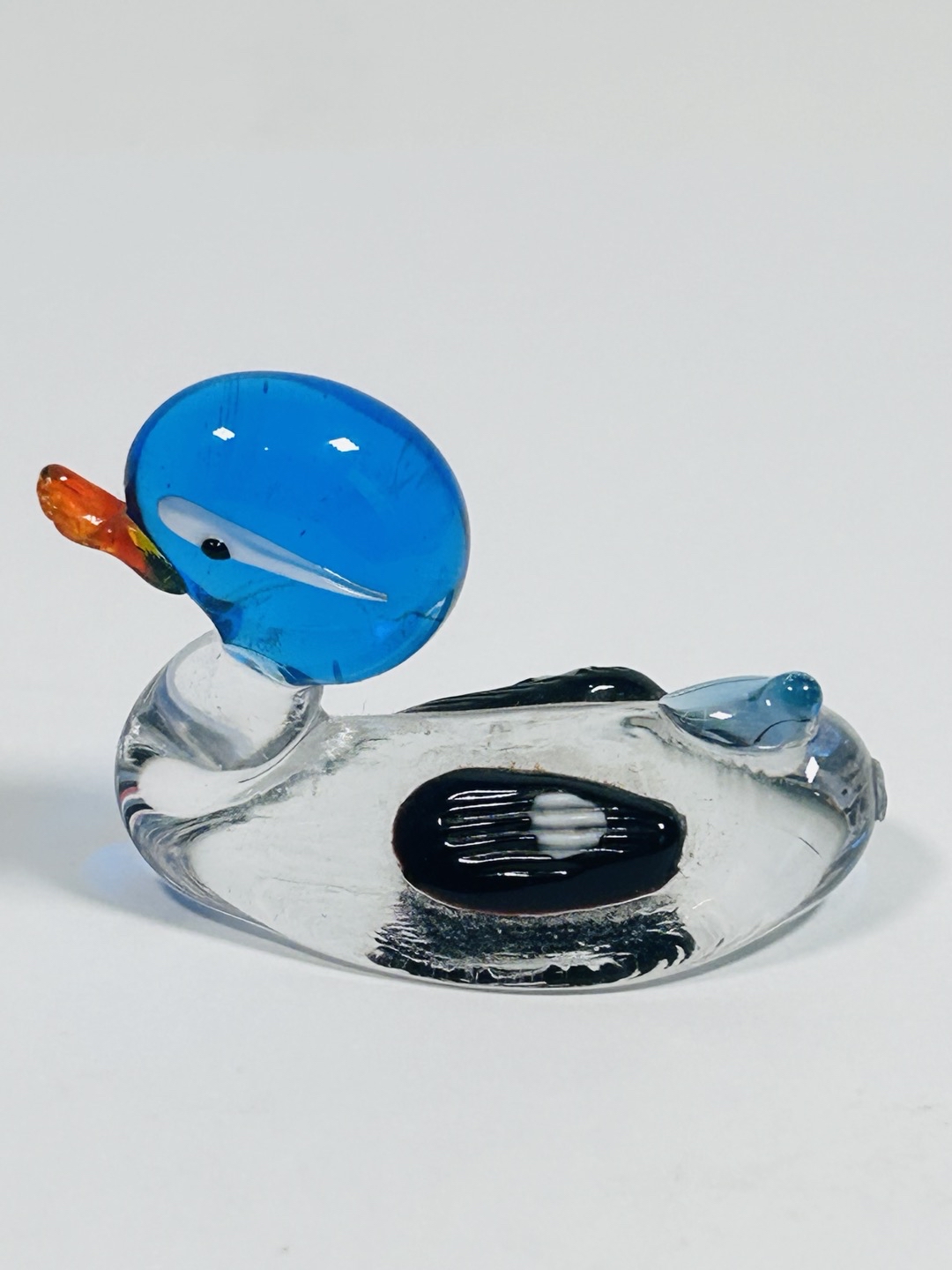 Miniature Hand Blown Art Glass Mallard Duck Figurine Tiny Bird Duckling