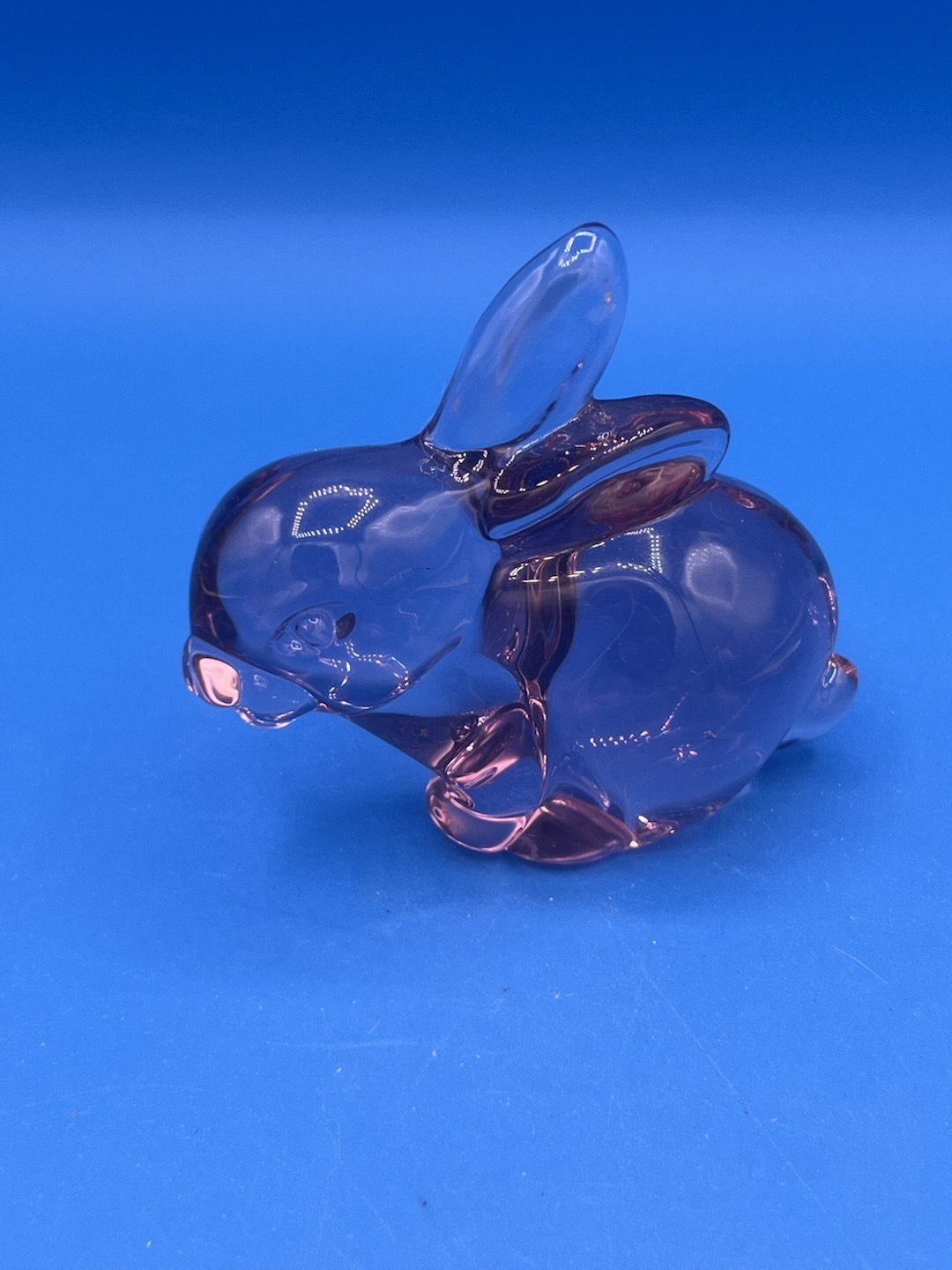 Vintage Art Glass Bunny Paperweight Lavender Glows